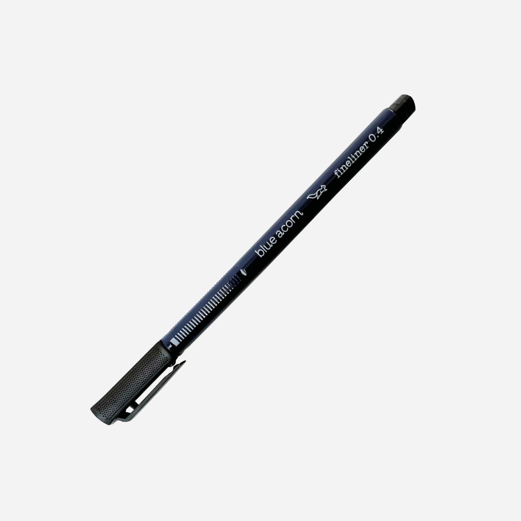 BLUE ACORN FINELINER PEN BLACK 0.4mm